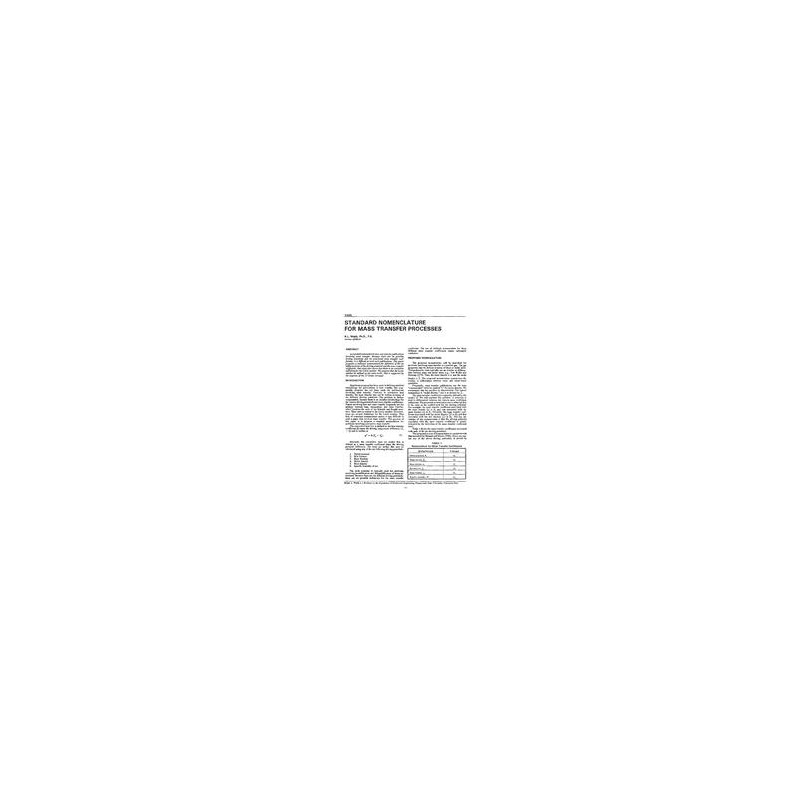 3499 -- Standard Nomenclature for Mass Transfer Processes